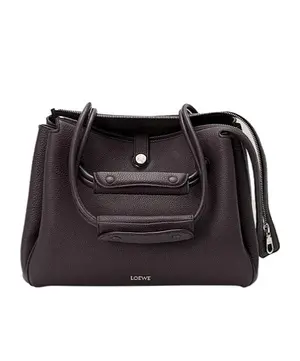 Loewe Textured Leather Satchel Bag - Dark Ebony