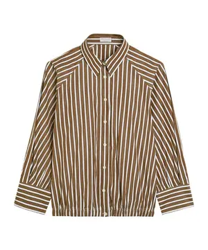 BRUNELLO CUCINELLI Brunello Cucinelli Striped Boxy Cotton-Poplin Shirt
