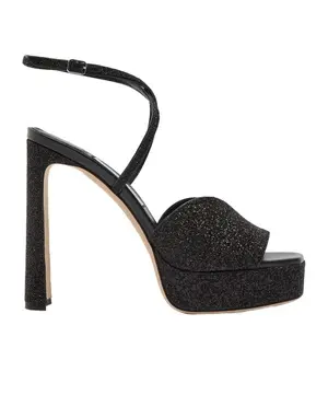 JIMMY CHOO Shiny Leather Sandals - Black