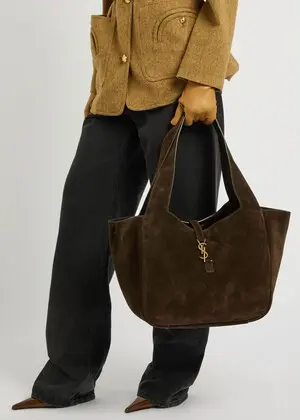 Saint Laurent Le 5 À 7 Large Suede Shopper Tote Bag