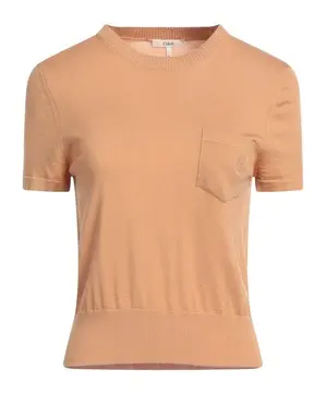 Chloé Wool Knit Embroidered Logo Short Sleeve Jumper
