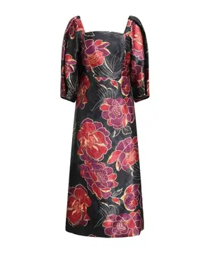 Farm Rio Square Neck Floral Midi Dress