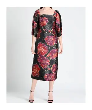 Farm Rio Square Neck Floral Midi Dress