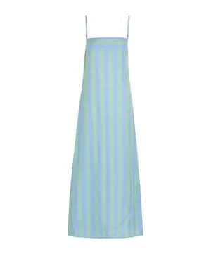 Staud Striped Linen Midi Dress - Blue