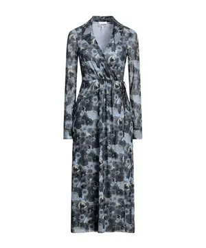 GANNI Floral-print Wrap Dress - Black