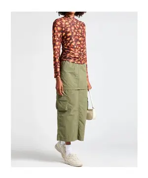 Farm Rio Long-sleeved High-neck Printed Top - Mocha