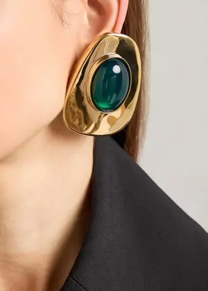 Saint Laurent Cabochon Clip-on Stud Earrings