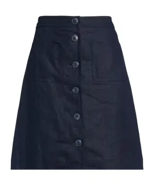 Tory Burch Solid-color Linen A-line Skirt - Black
