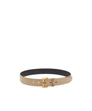 Saint Laurent Saint Laurent Logo Leather Belt Nude