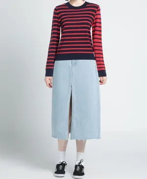 GANNI Striped Crewneck Long Sleeve Pullover