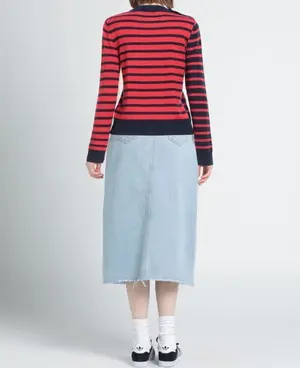 GANNI Striped Crewneck Long Sleeve Pullover