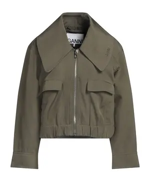 GANNI Embroidered Logo Casual Jacket - Green