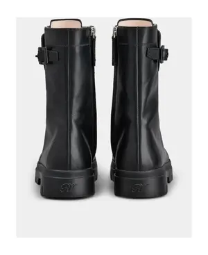 ROGER VIVIER Walky Viv Strass Buckle Lace Up Boots In Leather