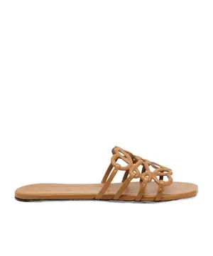 Loewe Petal Leather Sliders - Nude