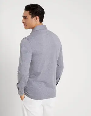 Brunello Cucinelli Mélange-effect Cotton Polo Shirt - Gray