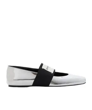 Givenchy Sliced Square Ballerinas In Mirror Effect Leather - Silver-gray