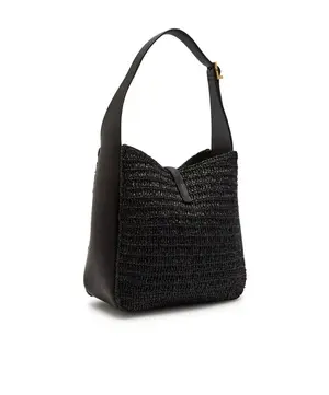 Saint Laurent Le 5 À 7 Small Raffia Bucket Bag