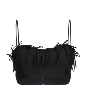 GANNI Sleeveless Crop Top With Bow Detail - Black