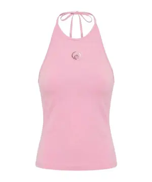 MARINE SERRE Embellished Logo Halter Top