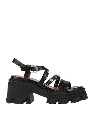 GANNI Leather Embellished Chunky Heel Sandals