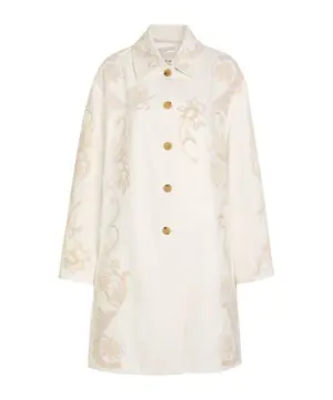 Dries Van Noten Rondero Floral Appliqué Cotton Coat