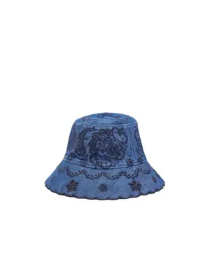 Zimmermann Embroidered Denim Bucket Hat - Blue