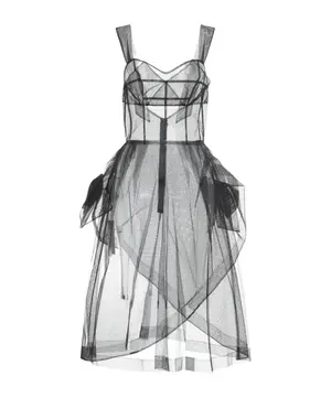 MAISON MARGIELA Sleeveless Sweetheart Neckline Flared Dress - Gray