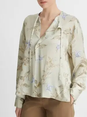 Vince Long Sleeve Floral Printed Shirt