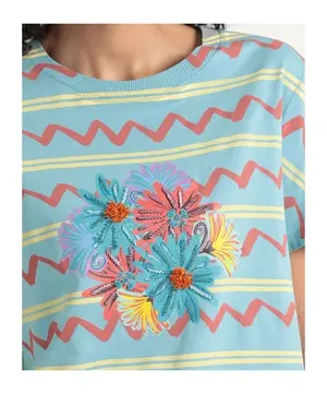 MAXCO. Max&co. Floral Embellished T-shirt