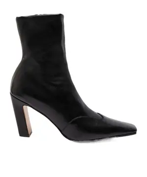 Khaite Leather Ankle Boots - Black