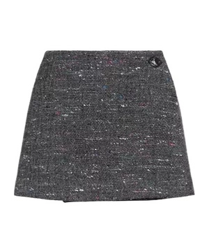 GANNI Ganni Textured Tweed Wrap Skirt Black