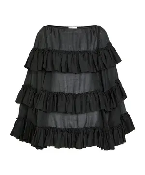 Dries Van Noten Charlice Ruffled Ramie Top - Black