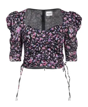 Isabel Marant Étoile Isabel Marant Etoile Pleated Sweetheart Neckline Cropped Top Black