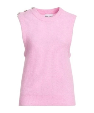 GANNI Sleeveless Solid-color Top - Pink