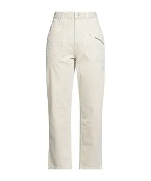 Isabel Marant Étoile Minimalist Solid Color Straight Leg Jeans - White