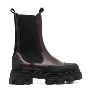GANNI Cleated Mid Chelsea Boots - Black
