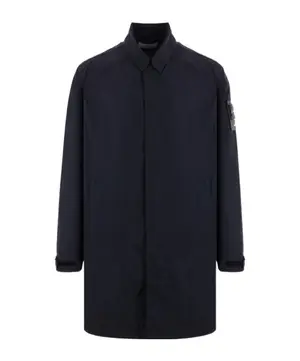 Stone Island Compass-badge Long-sleeved Coat - Navy Blue