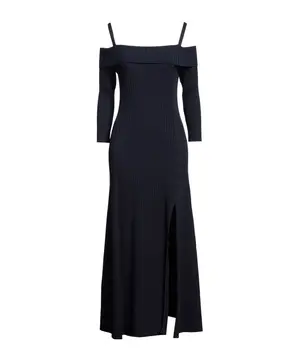 GANNI Ribbed Knit Cold Shoulder Maxi Dress - Black
