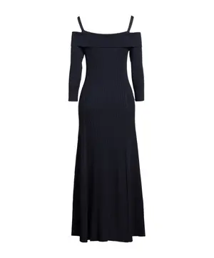 GANNI Ribbed Knit Cold Shoulder Maxi Dress