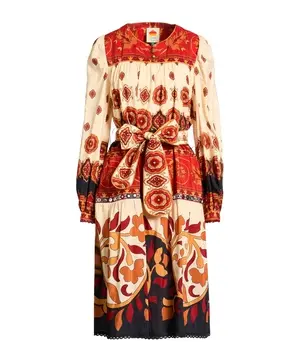 Farm Rio Long-sleeved Printed Belted Dress - Multicolor