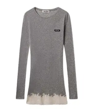 MIU MIU Ribbed Jersey And Lace Dress