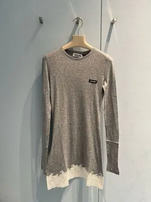 Miu Miu Ribbed Jersey And Lace Dress