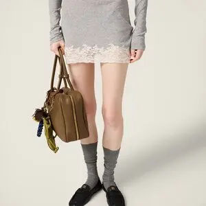 Miu Miu Ribbed Jersey And Lace Dress