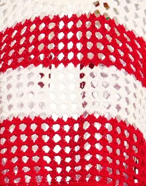 Farm Rio Sleeveless Crochet Knit Top With Fringe