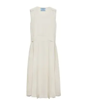 Prada Sleeveless Crewneck Silk Dress With Asymmetric Hem