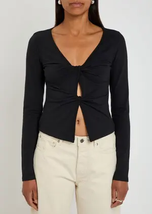REFORMATION Silas Knotted Stretch-cotton Top