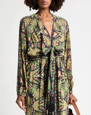 Farm Rio Long Sleeve V-neck Jumpsuit