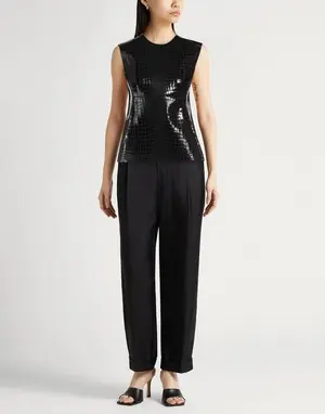 Tory Burch Crocodile Embossed Sleeveless Crewneck Top