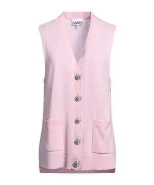 GANNI Solid Color Knitted Waistcoat - Pink
