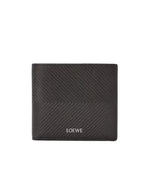 Loewe Bifold Coin Wallet In Textured Classic Calfskin - Dark Gray